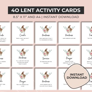 40 Lent Activity Cards for Kids, Lenten Calendar, Ash Wednesday ...