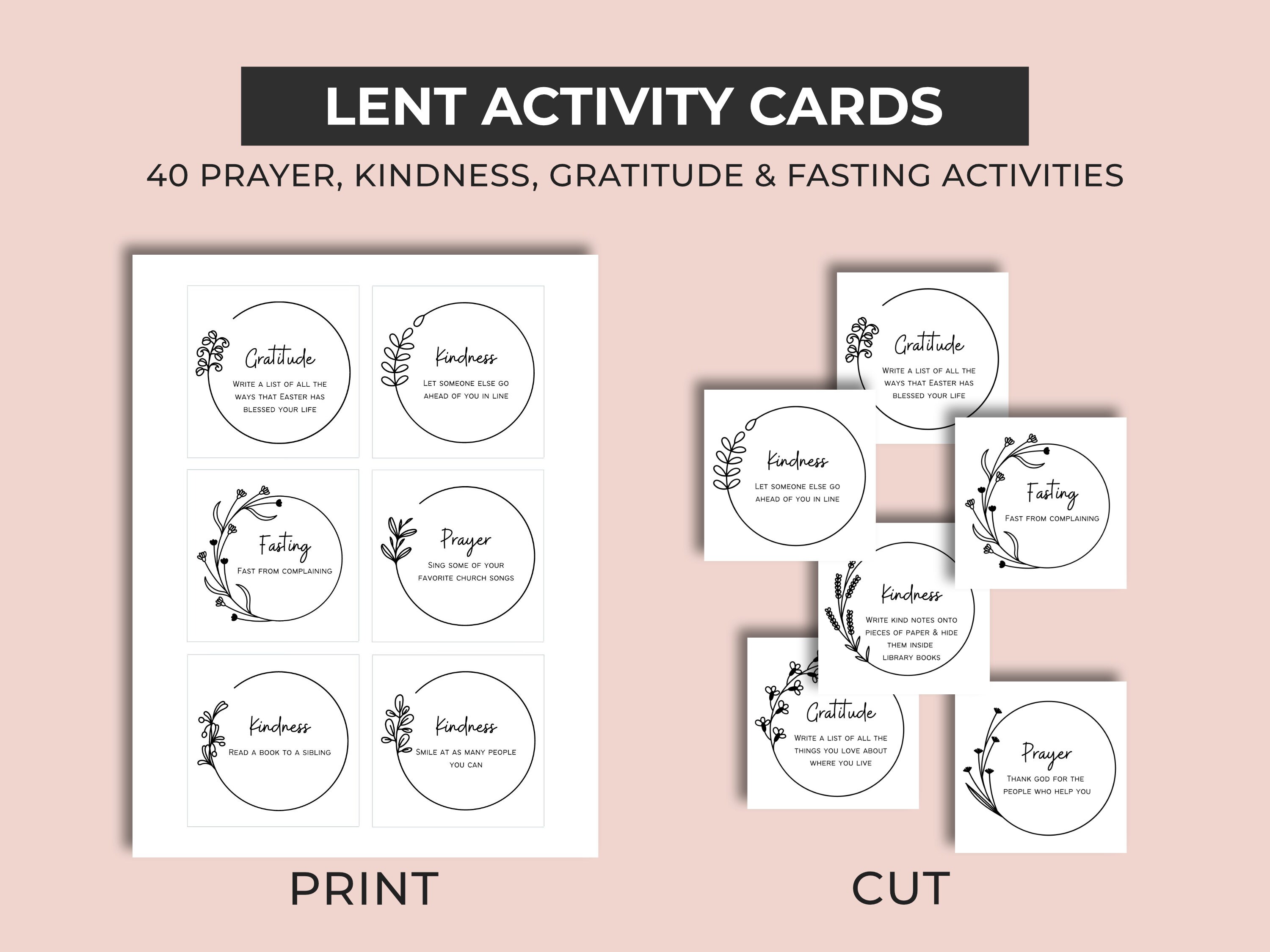 40 Lent Activity Cards for Kids, Lenten Calendar, Ash Wednesday ...