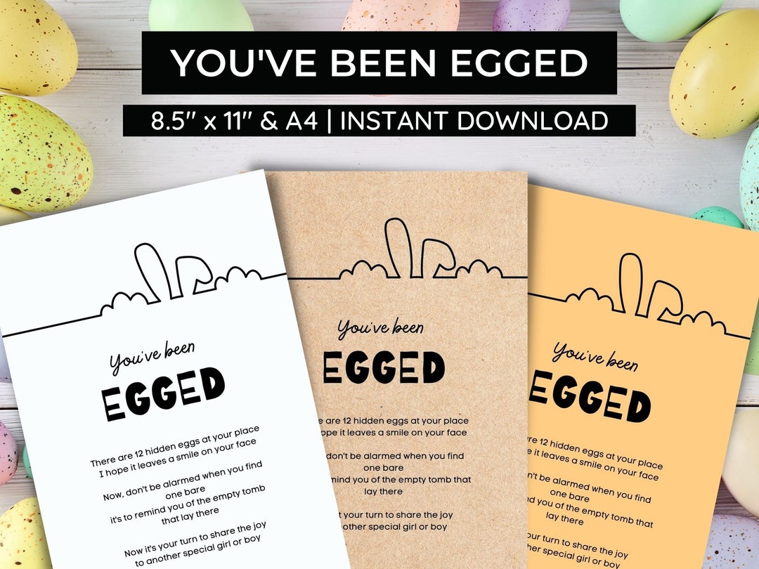 You've Been Egged Printable, Easter Egg Hunt, Surprise Kindness Game ...
