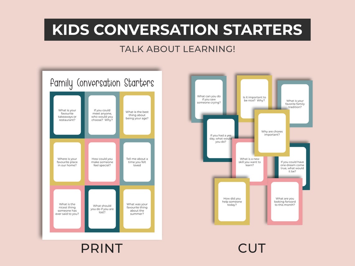 Family Conversation Starters Printable, Kids Conversation Starters, Ice ...