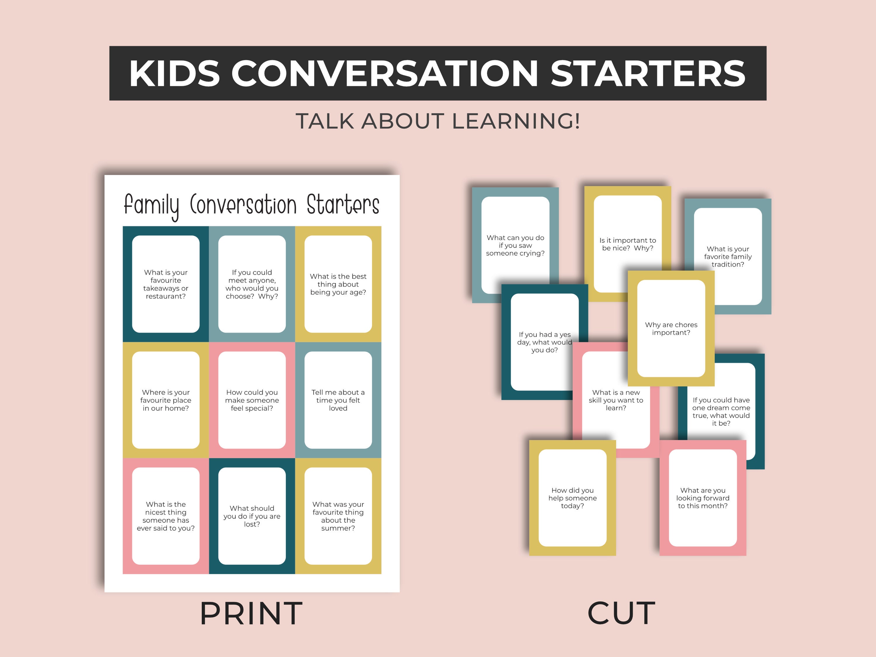 Family Conversation Starters Printable, Kids Conversation Starters, Ice ...