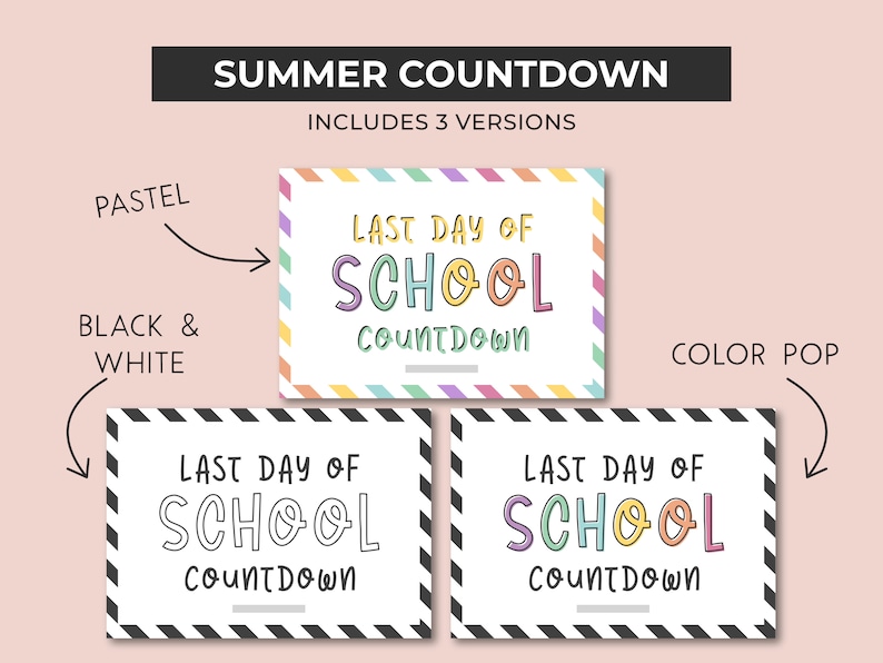 Last Day of School Countdown, Summer Vacay Calendar, Printable Paper ...