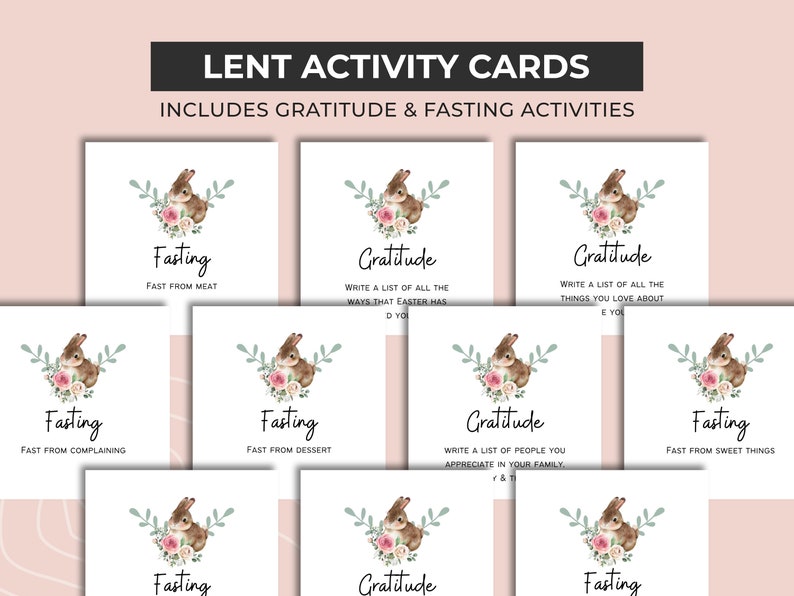40 Lent Activity Cards for Kids, Lenten Calendar, Ash Wednesday ...