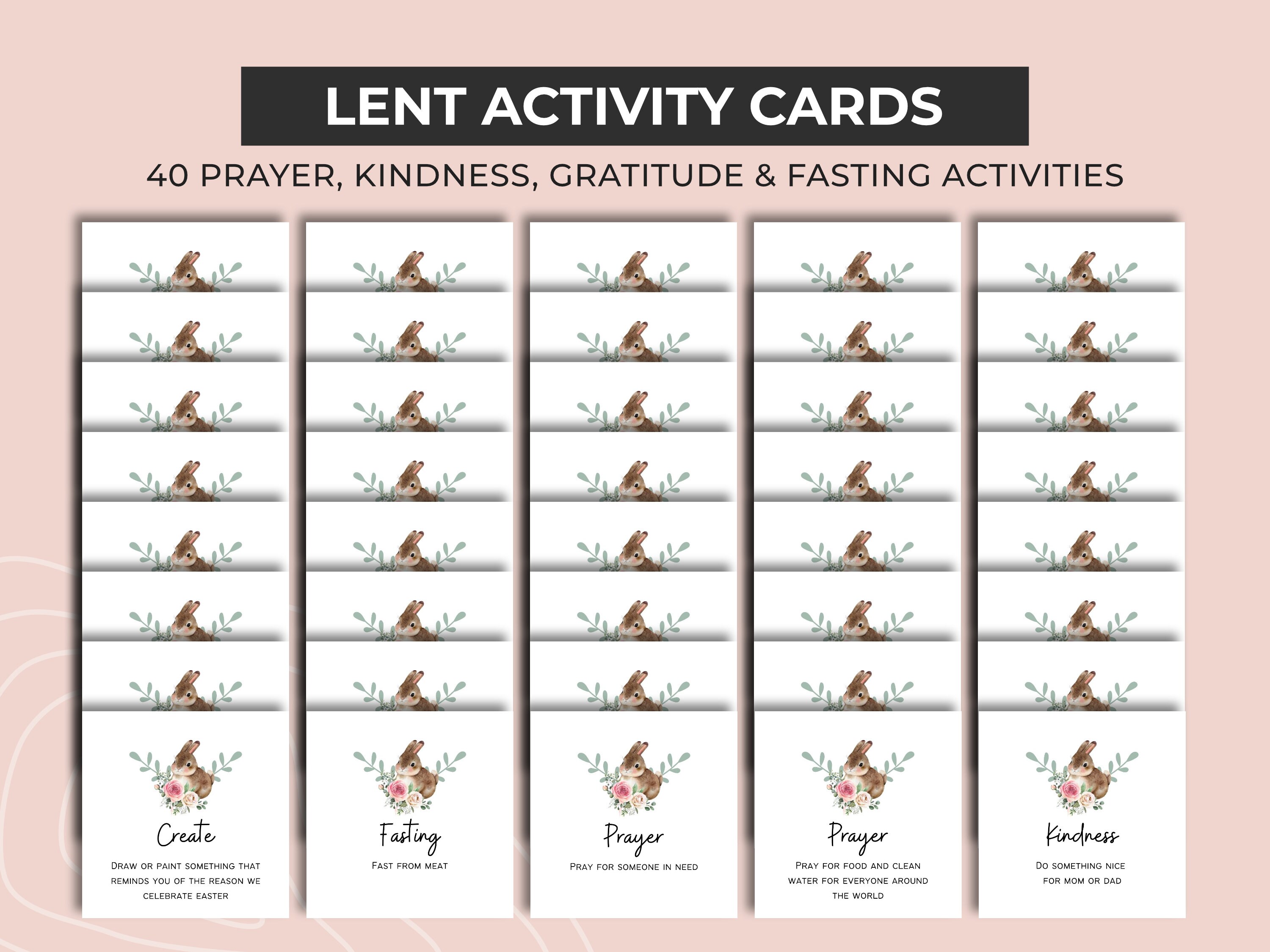 40 Lent Activity Cards for Kids, Lenten Calendar, Ash Wednesday ...