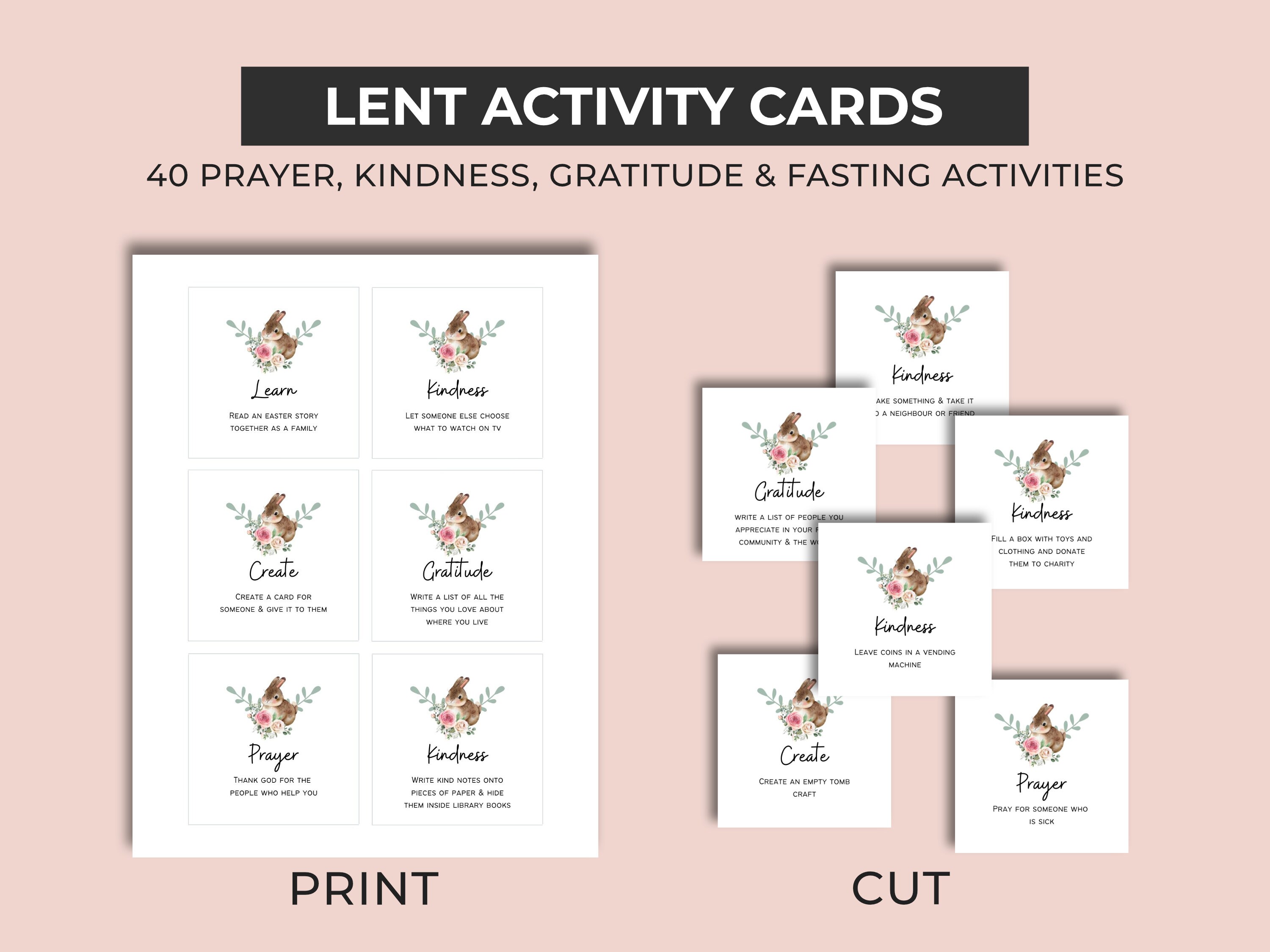 40 Lent Activity Cards for Kids, Lenten Calendar, Ash Wednesday ...