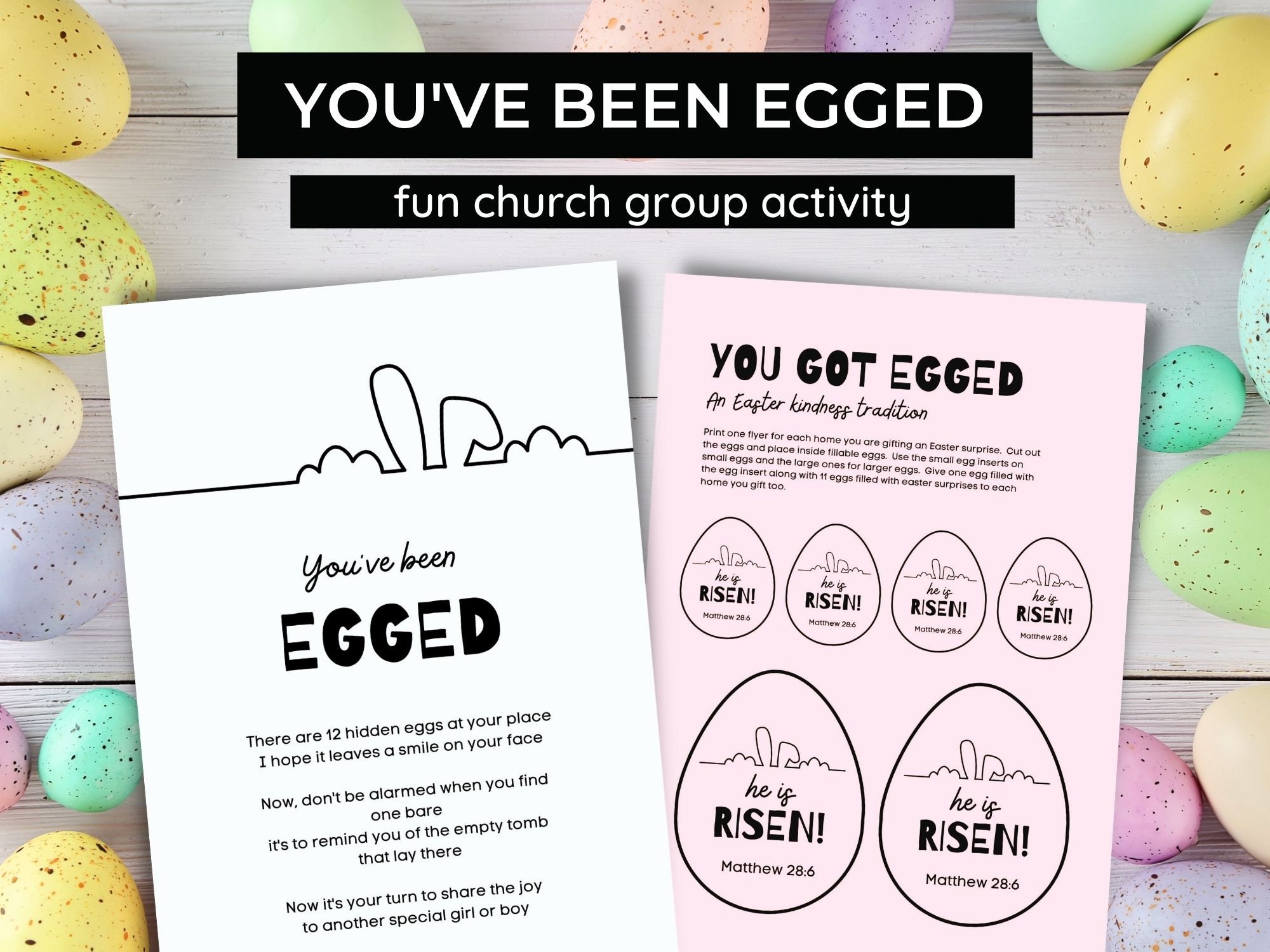 You've Been Egged Printable, Easter Egg Hunt, Surprise Kindness Game ...