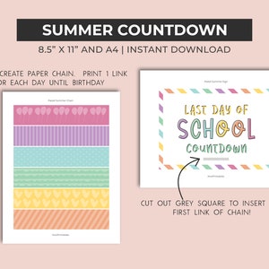 Last Day of School Countdown, Summer Vacay Calendar, Printable Paper ...