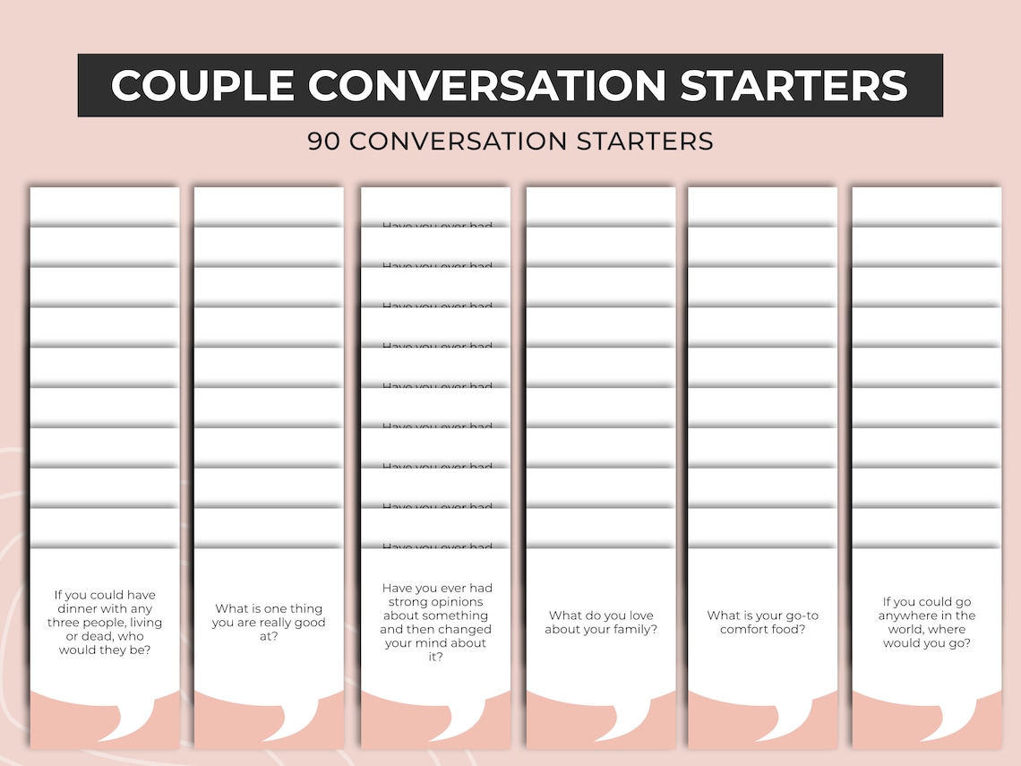Couple Conversation Starters Printable, Relationship Questions, Date ...