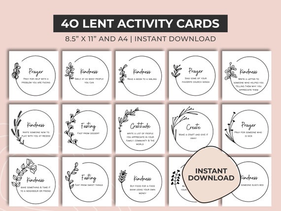 40 Lent Activity Cards for Kids Lenten Calendar Ash - Etsy