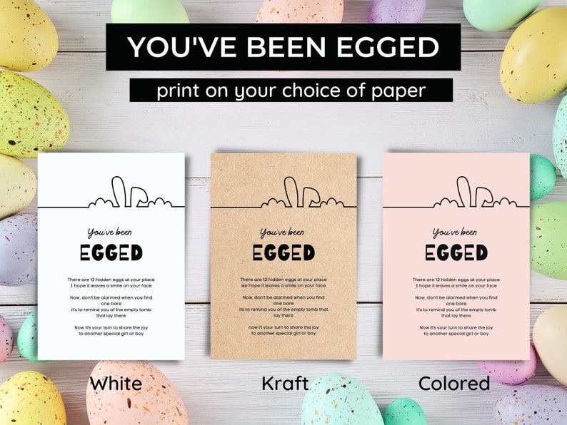 You've Been Egged Printable, Easter Egg Hunt, Surprise Kindness Game ...