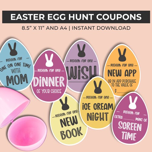 Printable Easter Egg Fillers Easter Coupons Bunny Bucks - Etsy