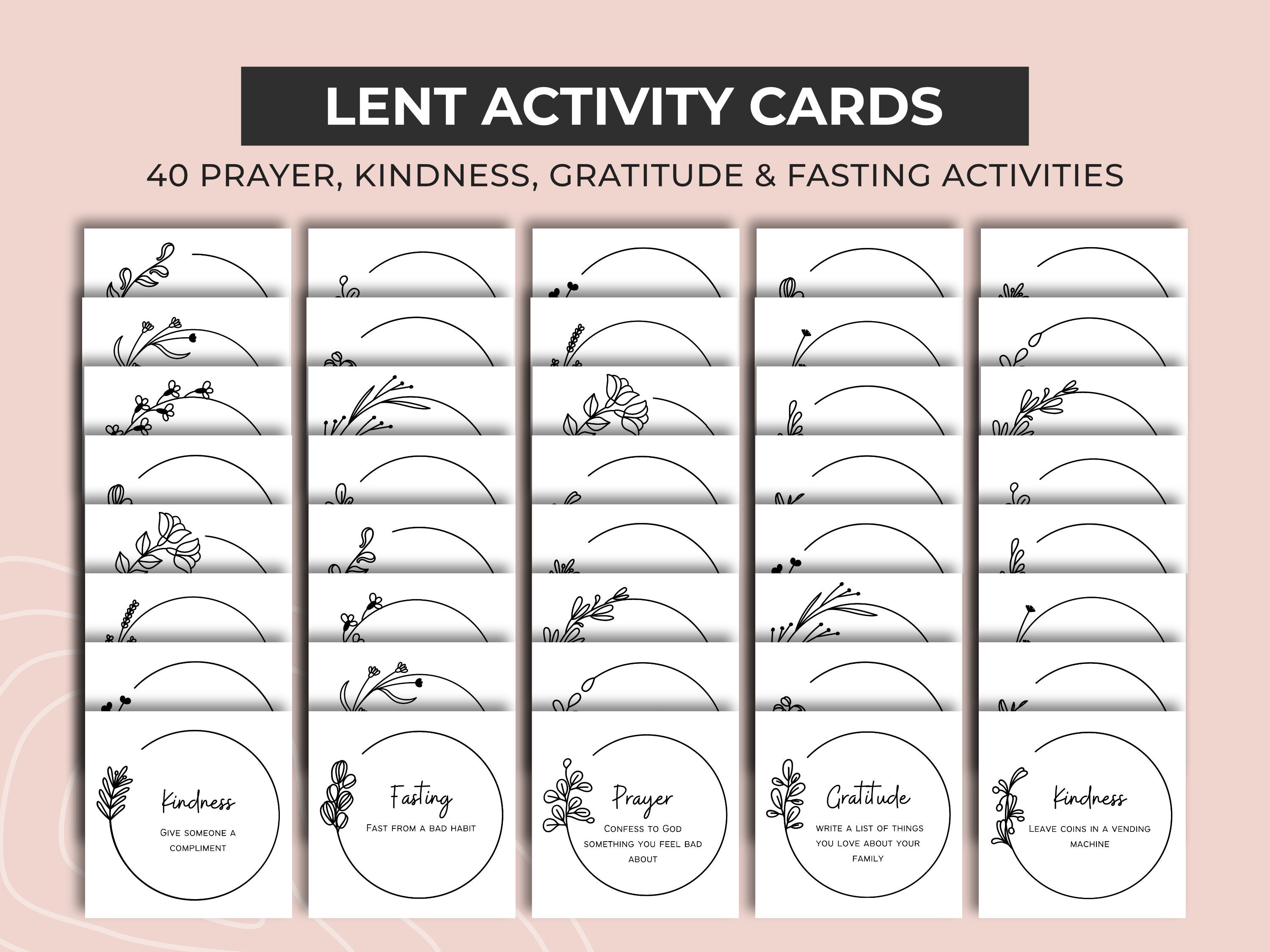 40 Lent Activity Cards for Kids, Lenten Calendar, Ash Wednesday ...
