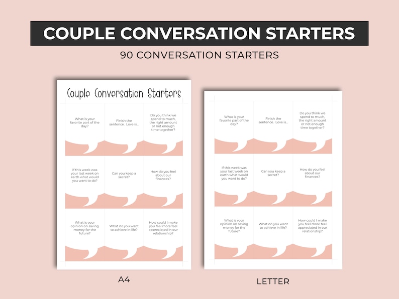 Couple Conversation Starters Printable, Relationship Questions, Date ...