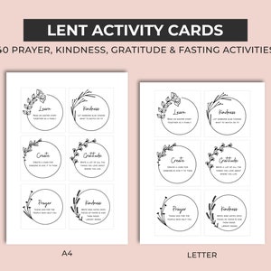 40 Lent Activity Cards for Kids, Lenten Calendar, Ash Wednesday ...