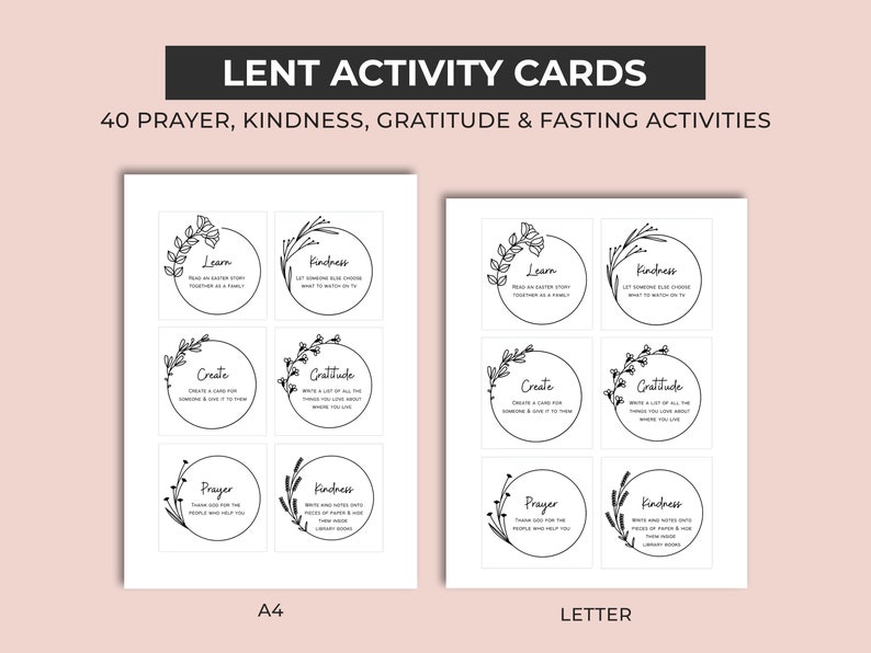 40 Lent Activity Cards for Kids, Lenten Calendar, Ash Wednesday ...