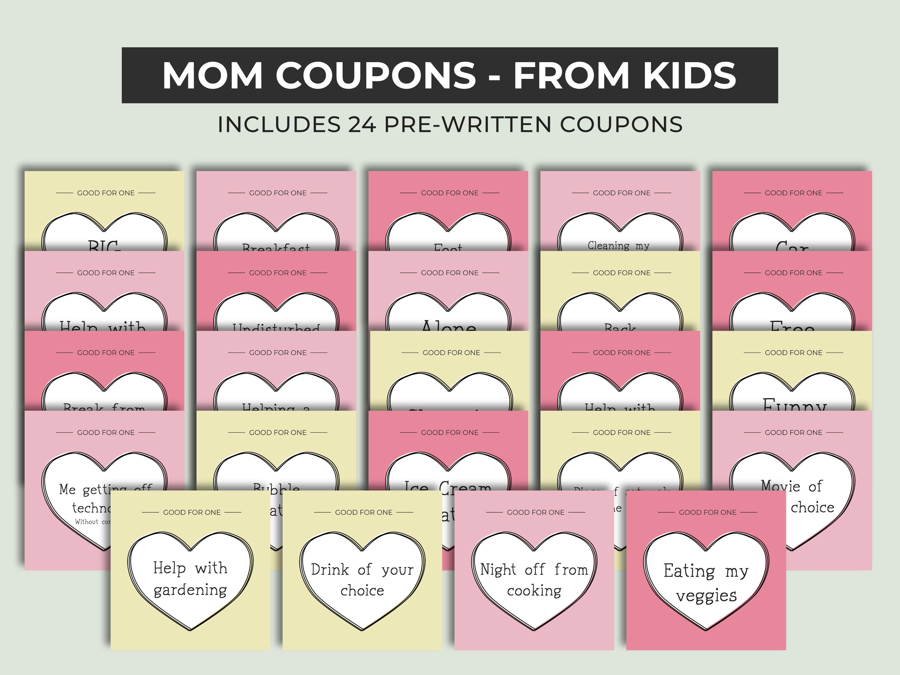 Mom Coupon Book, Coupons From Kids, Last Minute Gift Idea for Mum ...