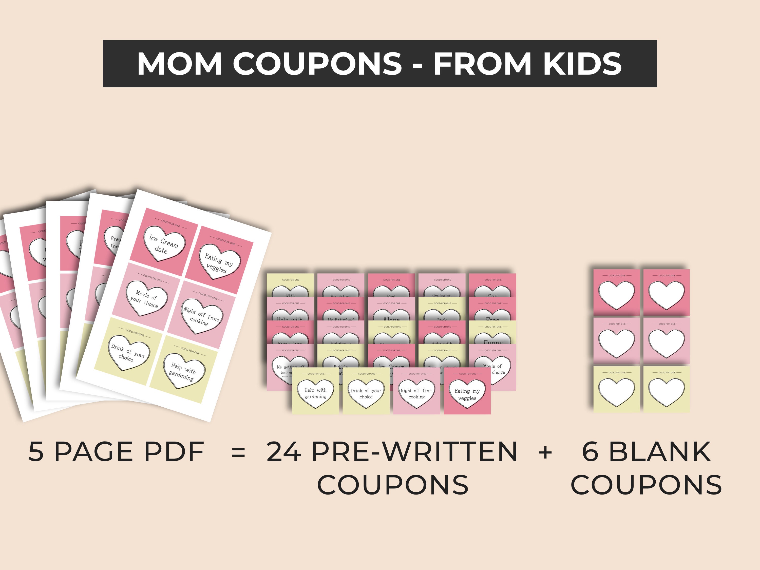 Mom Coupon Book, Coupons From Kids, Last Minute Gift Idea for Mum ...
