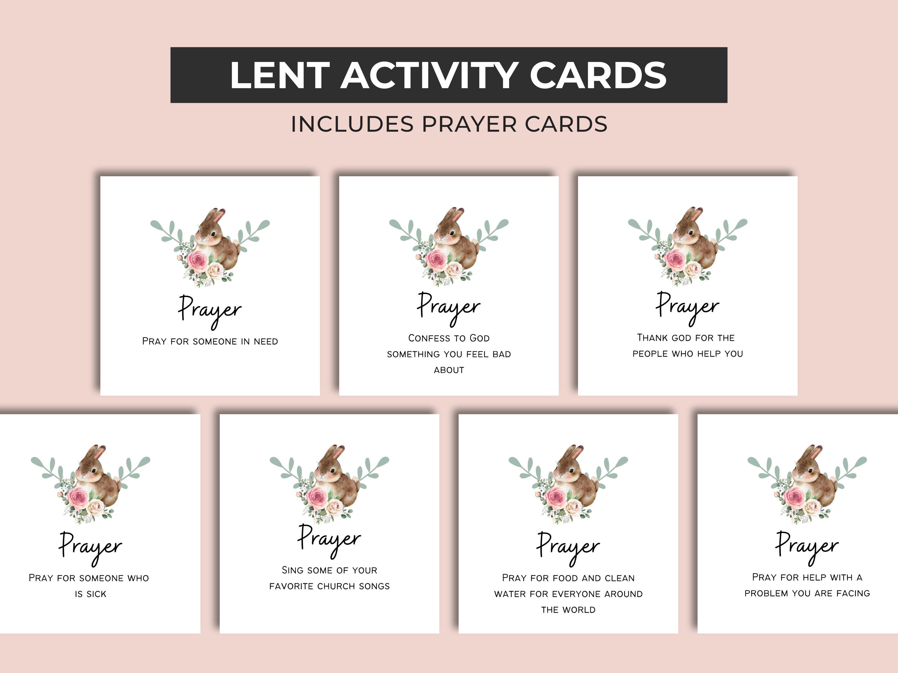 40 Lent Activity Cards for Kids, Lenten Calendar, Ash Wednesday ...