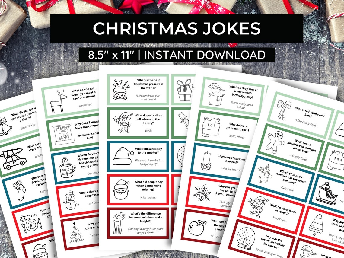 Christmas Lunch Box Jokes, Lunch Box Notes, Printable, Lunchbox Notes ...