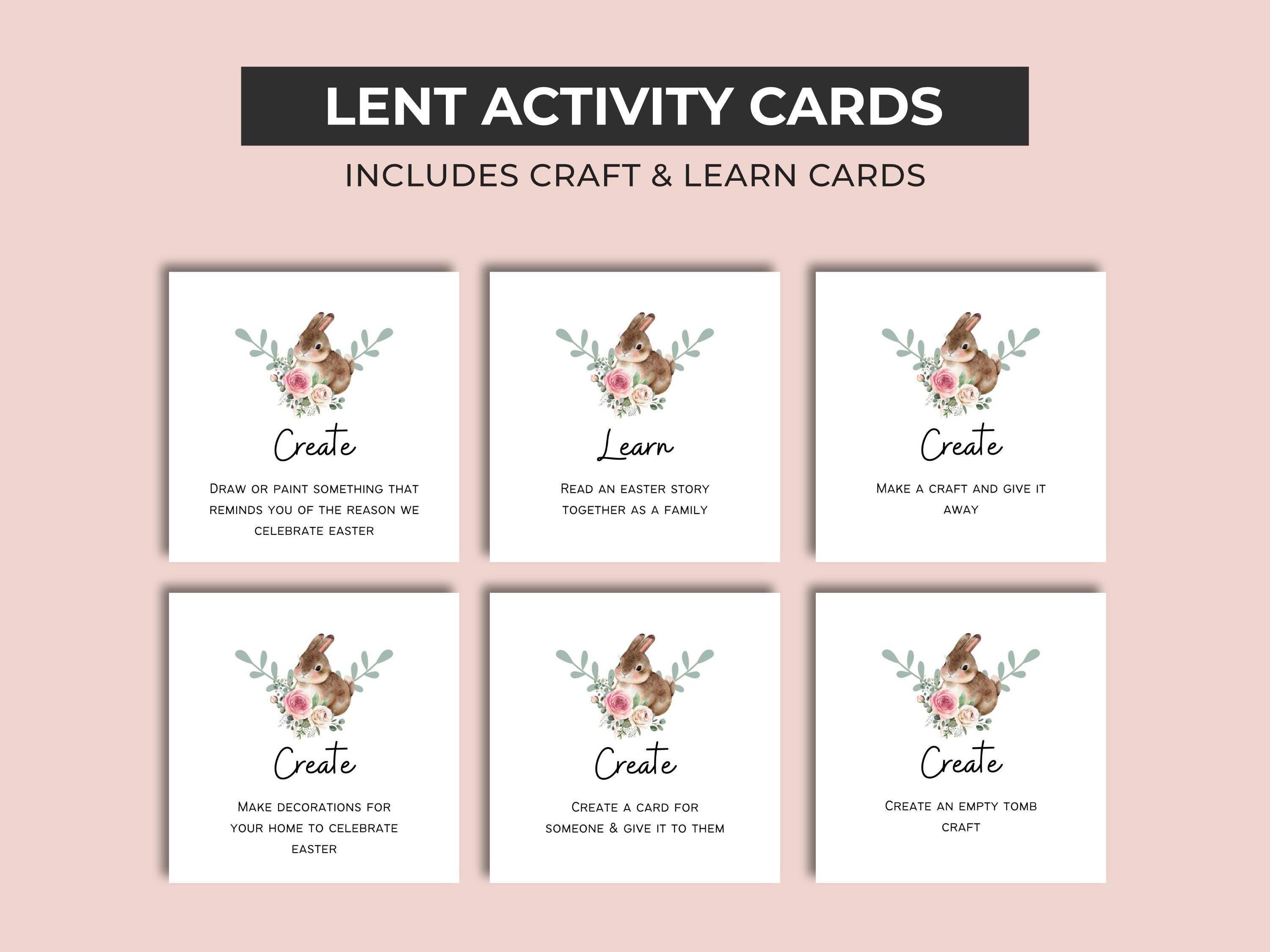 40 Lent Activity Cards for Kids, Lenten Calendar, Ash Wednesday ...