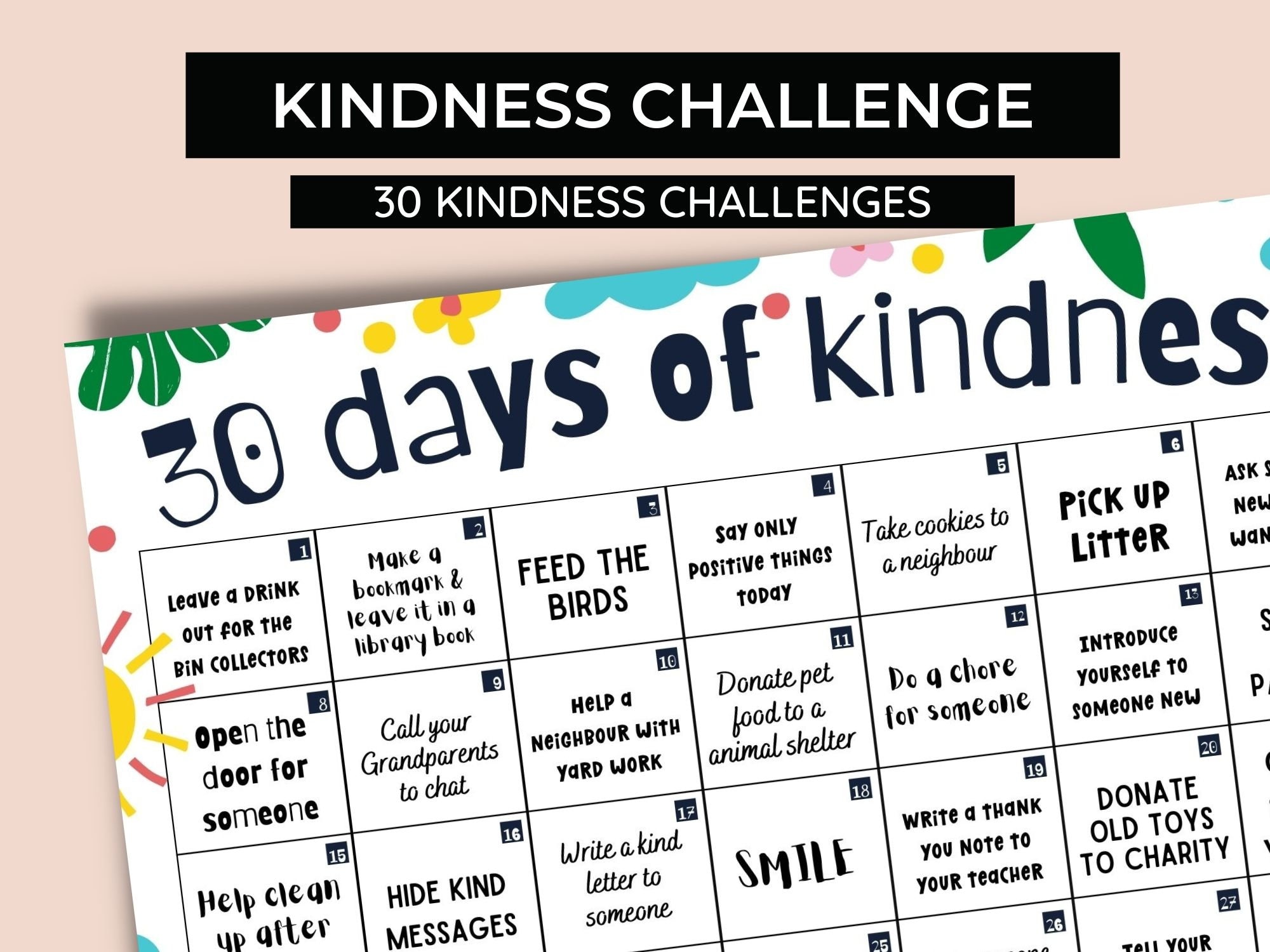 30 Days of Kindness Challenge, Random Acts of Kindness, Treat People ...