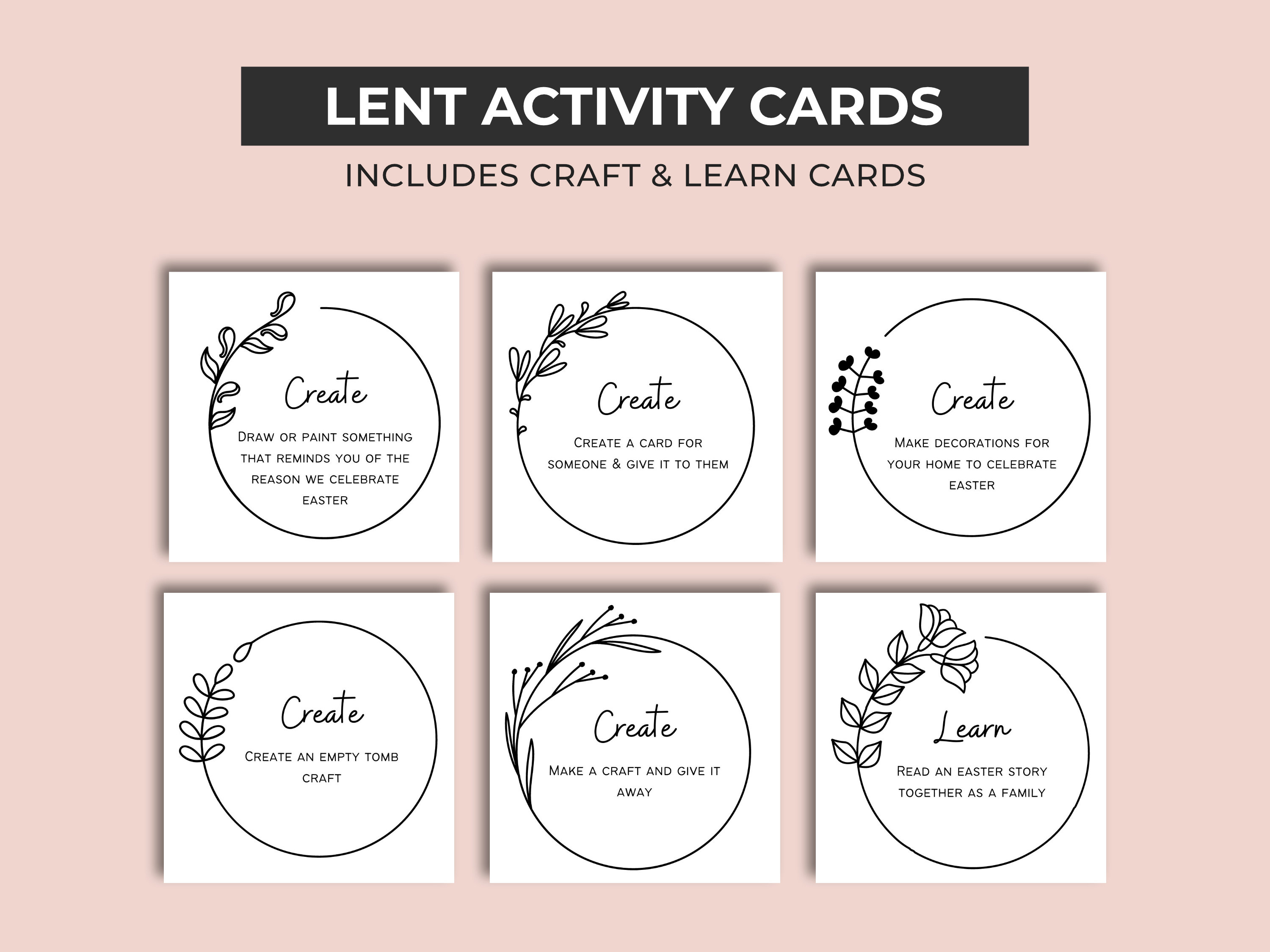 40 Lent Activity Cards for Kids, Lenten Calendar, Ash Wednesday ...