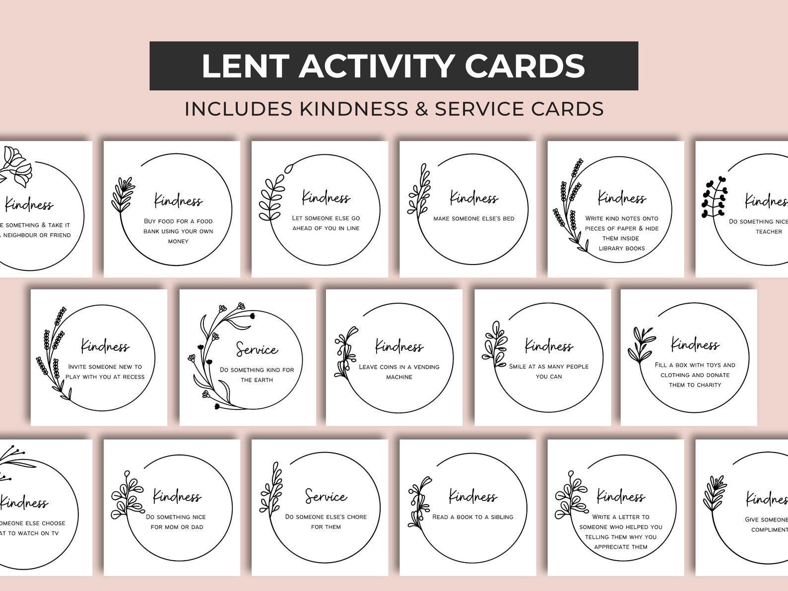 40 Lent Activity Cards for Kids, Lenten Calendar, Ash Wednesday ...