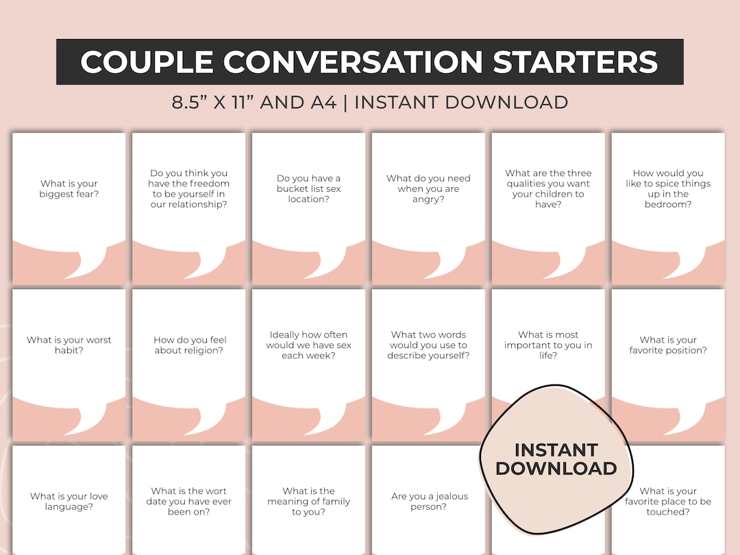 Couple Conversation Starters Printable, Relationship Questions, Date ...