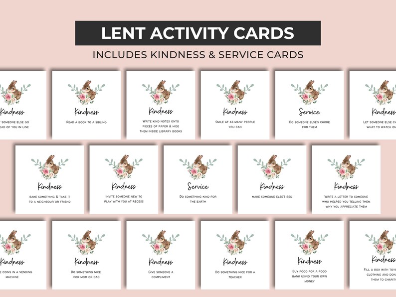 40 Lent Activity Cards for Kids, Lenten Calendar, Ash Wednesday ...