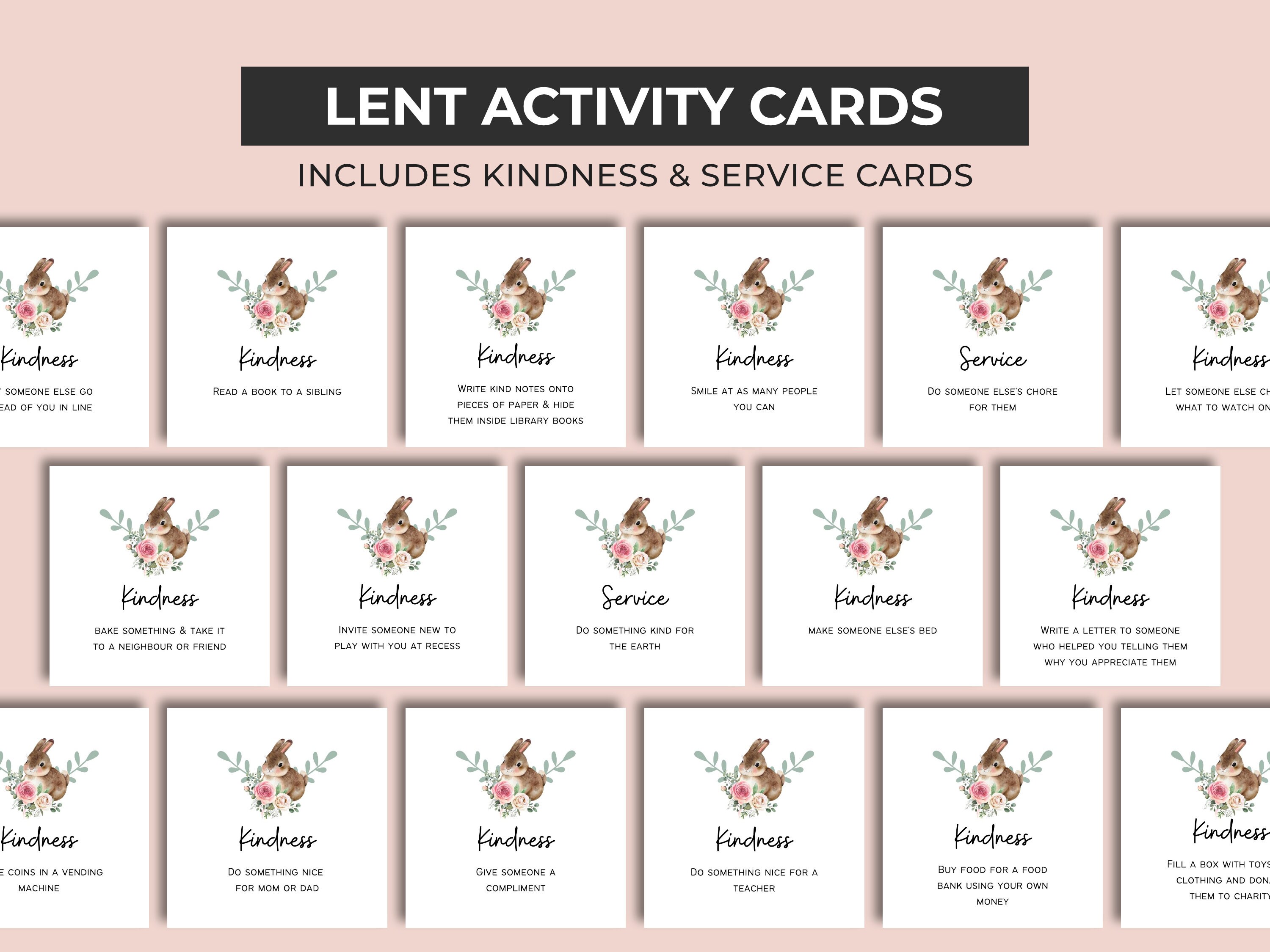 40 Lent Activity Cards for Kids, Lenten Calendar, Ash Wednesday ...