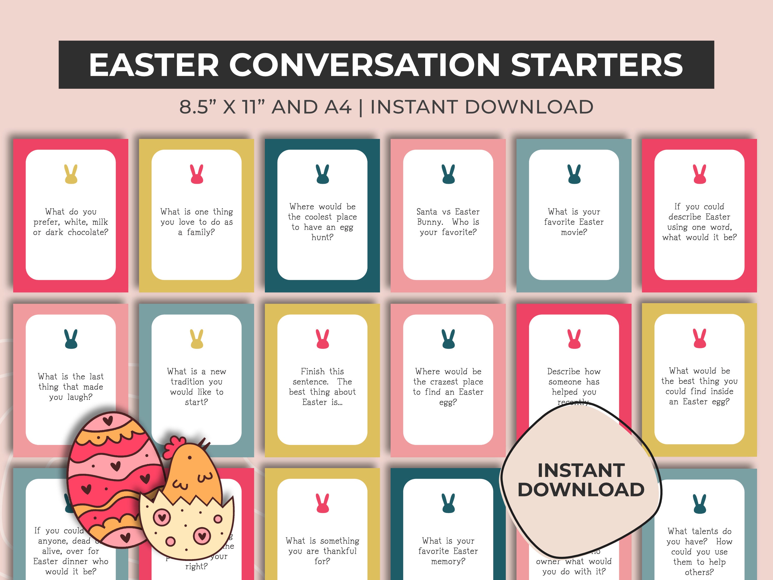 Easter Conversation Starters Printable, Kids Conversation Starter Cards ...