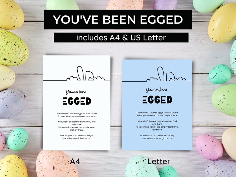 You've Been Egged Printable, Easter Egg Hunt, Surprise Kindness Game ...
