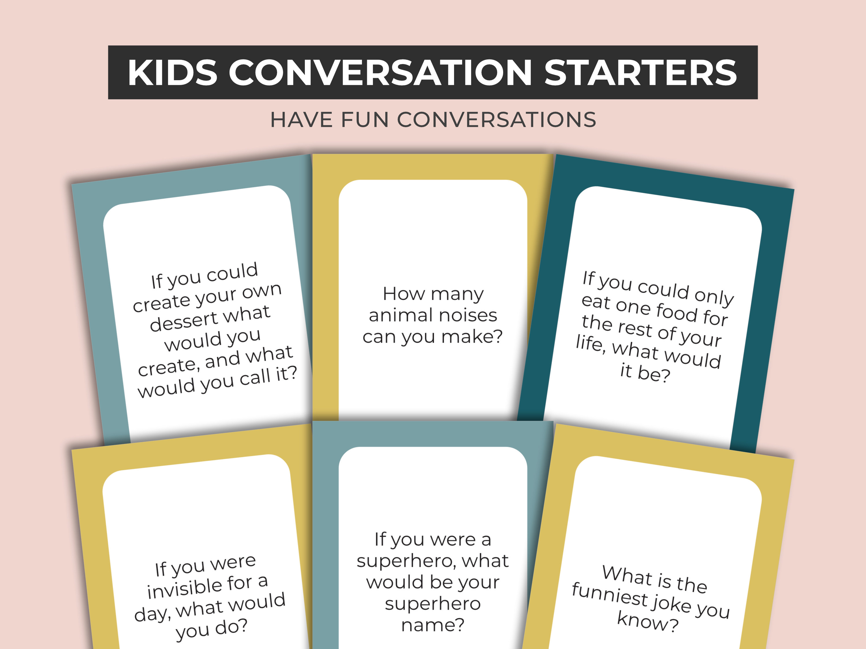 Family Conversation Starters Printable, Kids Conversation Starters, Ice ...