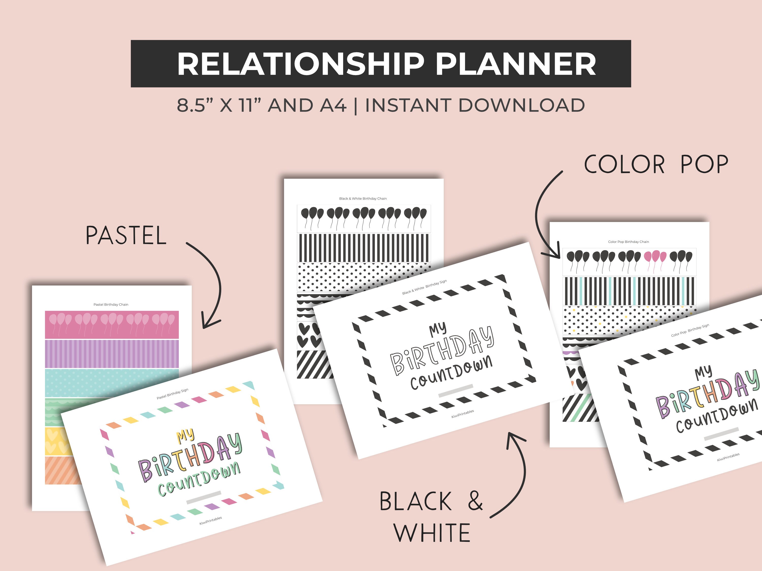 Birthday Countdown, Birthday Calendar, Printable Paper Chain Countdown ...