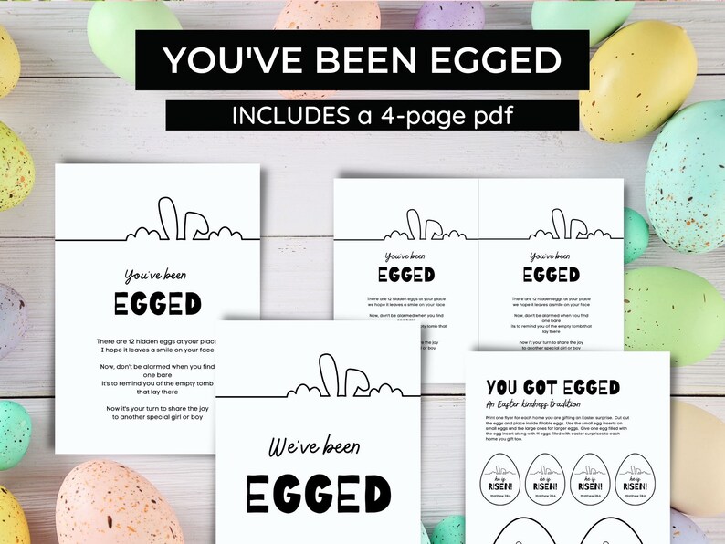You've Been Egged Printable, Easter Egg Hunt, Surprise Kindness Game ...