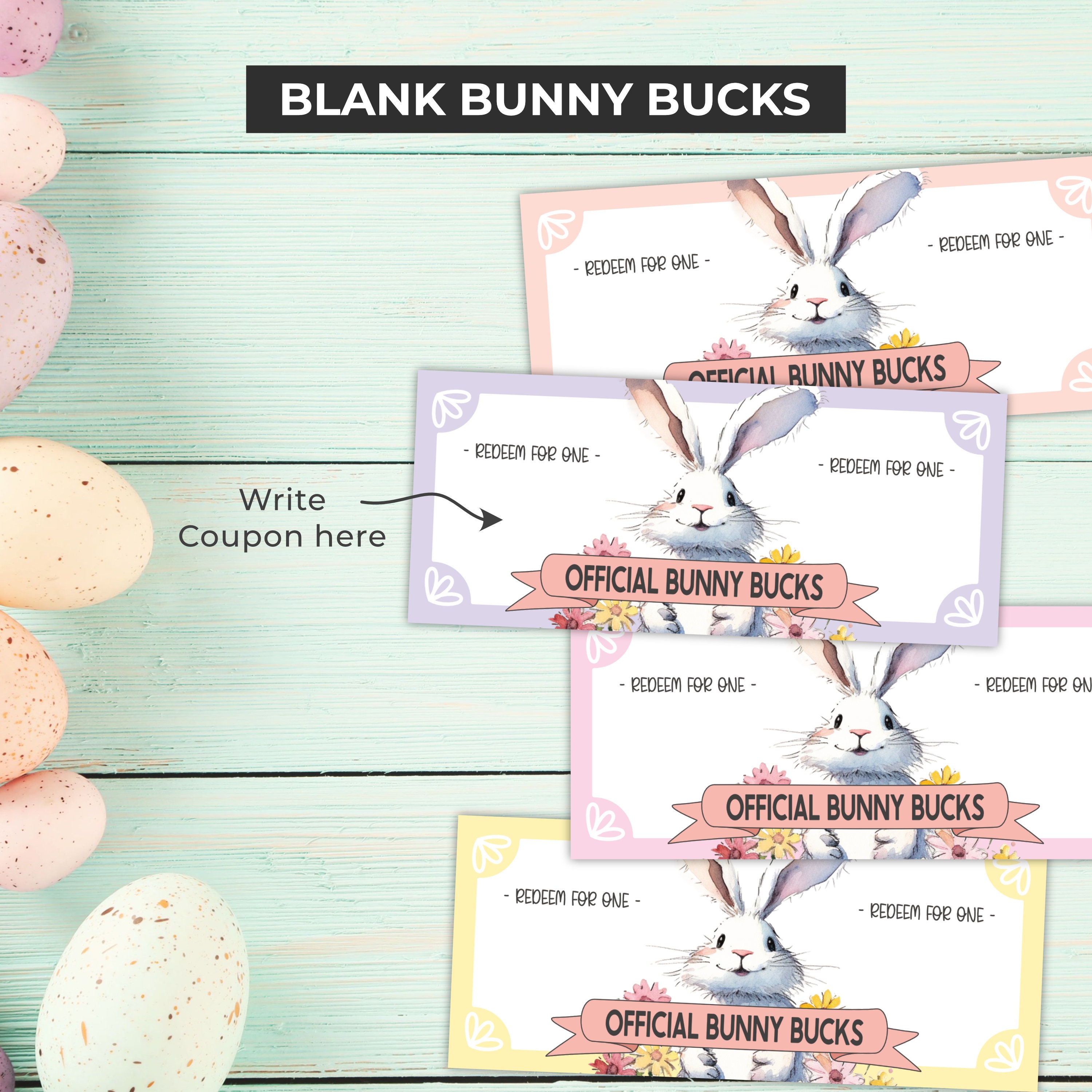 Easter Bunny Bucks Printables, Easter Play Money, Easter Egg Filler ...