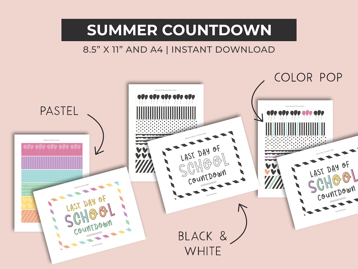 Last Day of School Countdown, Summer Vacay Calendar, Printable Paper ...