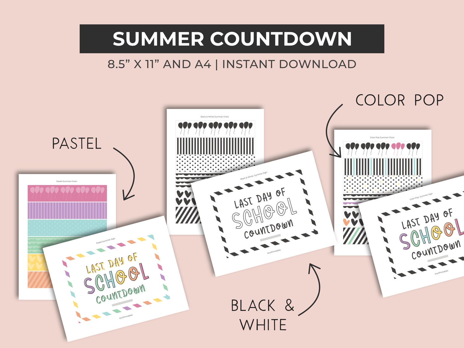 Last Day of School Countdown, Summer Vacay Calendar, Printable Paper ...