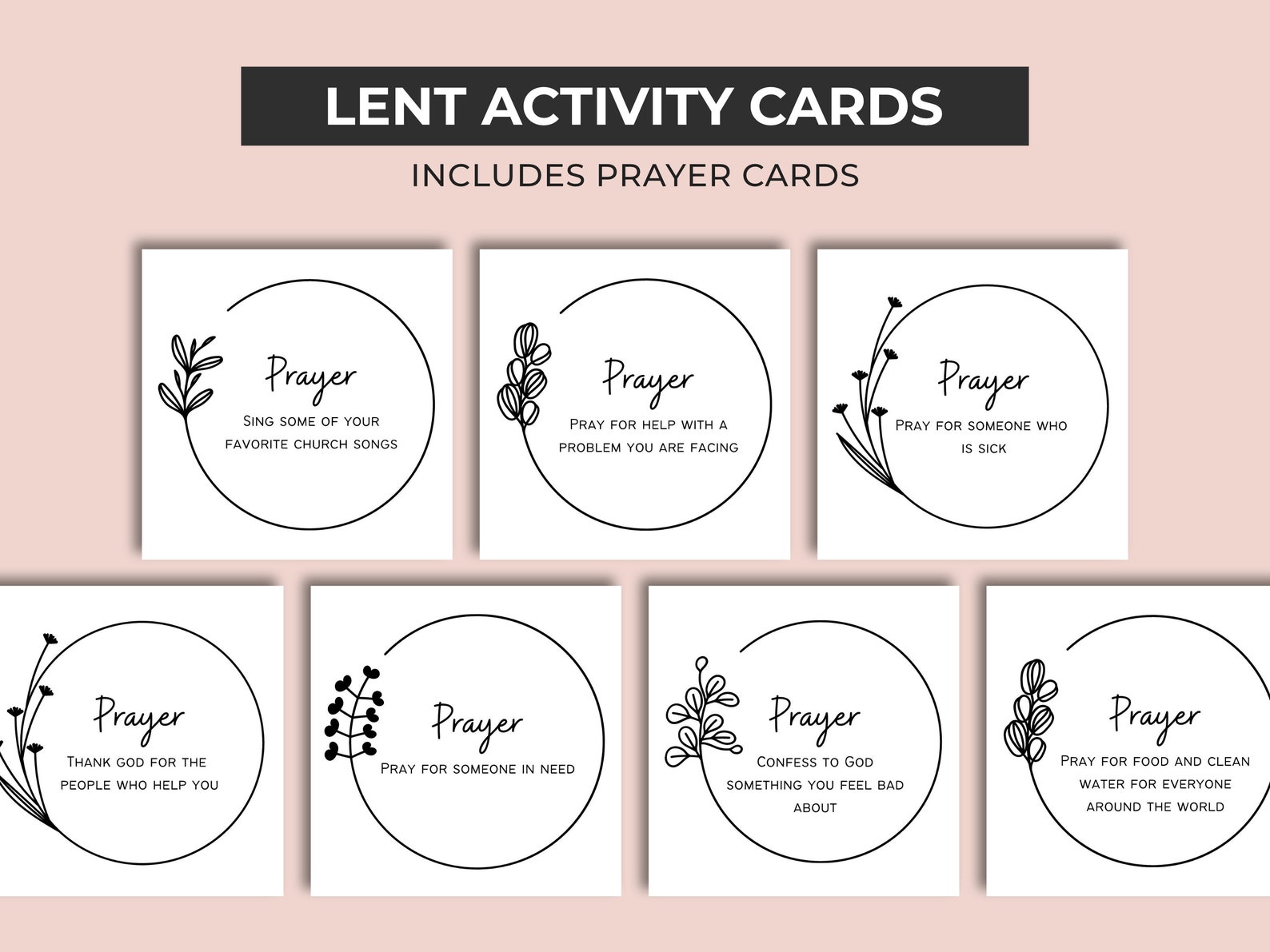 40 Lent Activity Cards for Kids, Lenten Calendar, Ash Wednesday ...