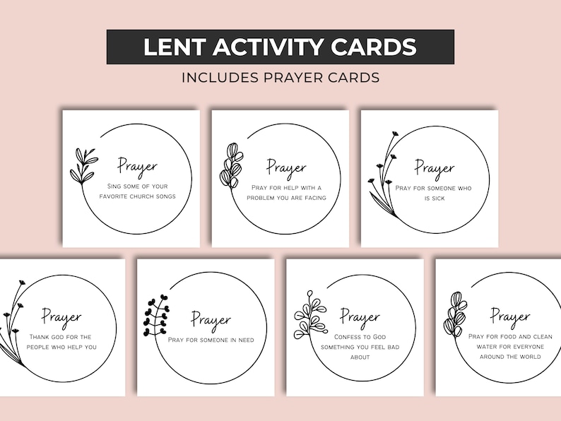 40 Lent Activity Cards for Kids, Lenten Calendar, Ash Wednesday ...