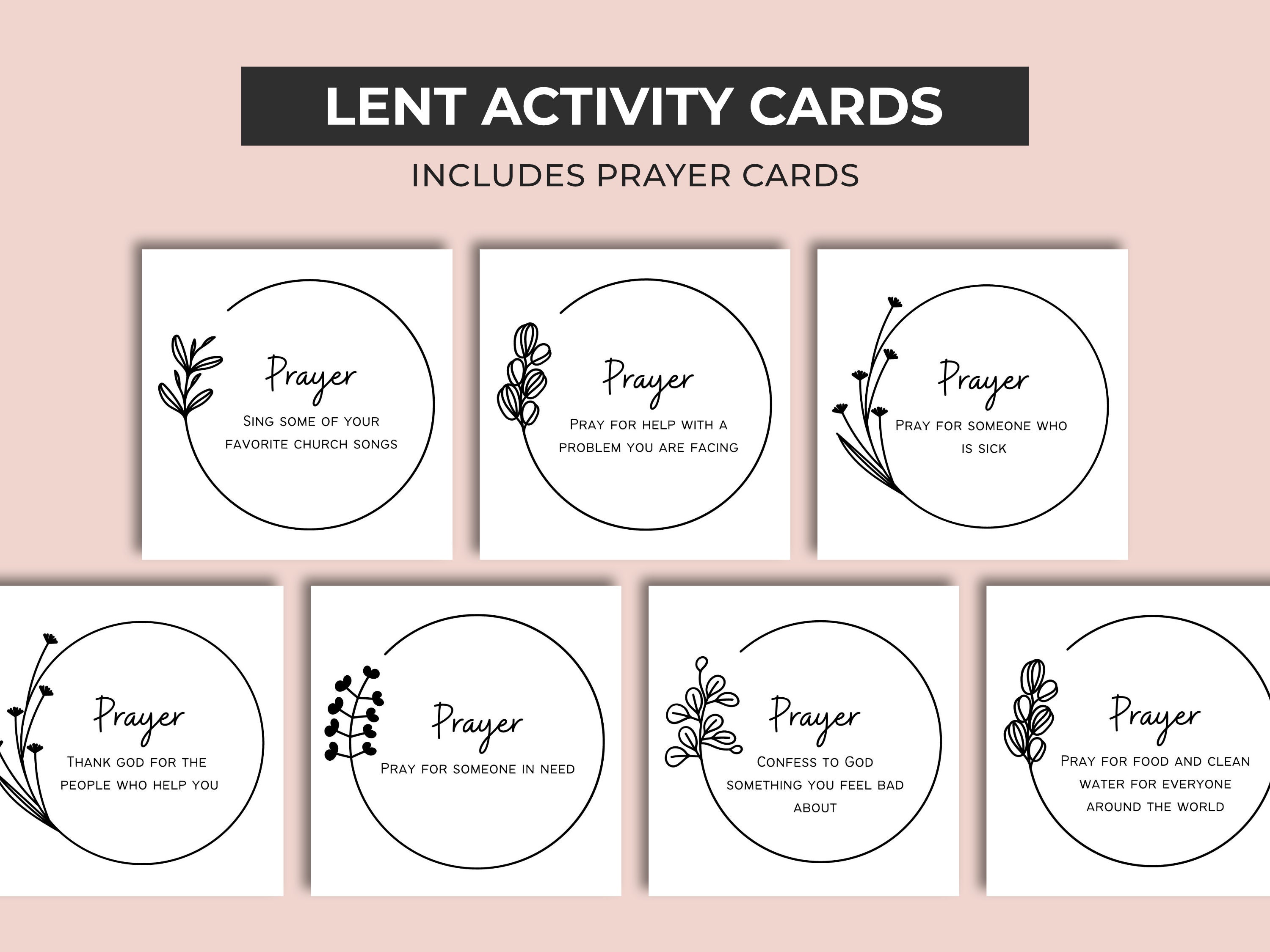 40 Lent Activity Cards for Kids, Lenten Calendar, Ash Wednesday ...