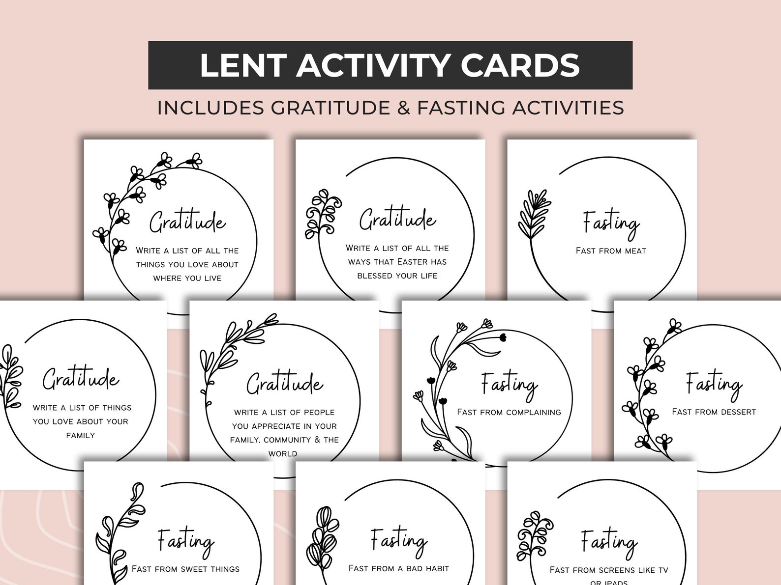 40 Lent Activity Cards for Kids, Lenten Calendar, Ash Wednesday ...