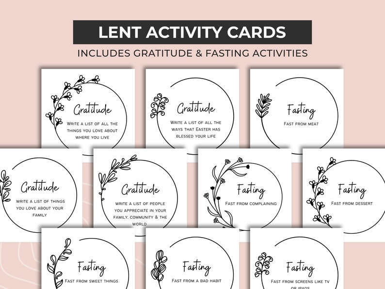 40 Lent Activity Cards for Kids, Lenten Calendar, Ash Wednesday ...