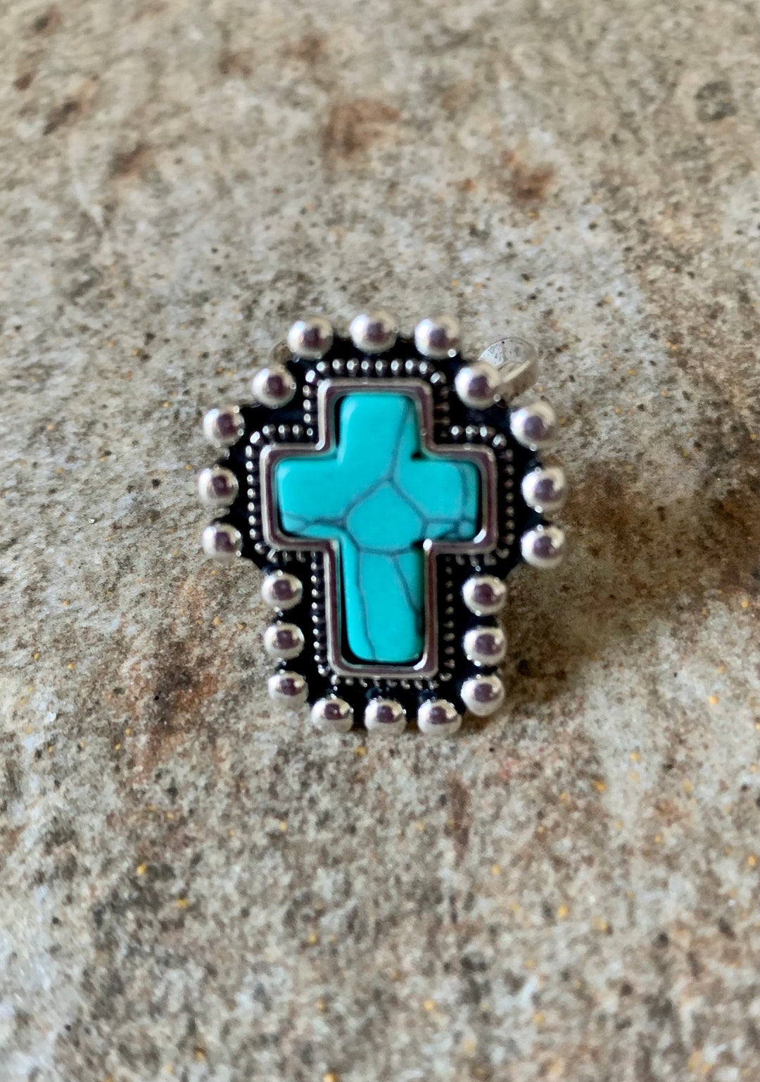 Western Turquoise Cross Ring, Silver. - Etsy
