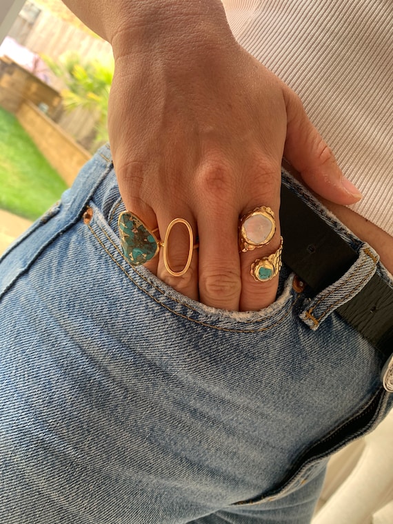 Gold Oval Open Ring - Etsy