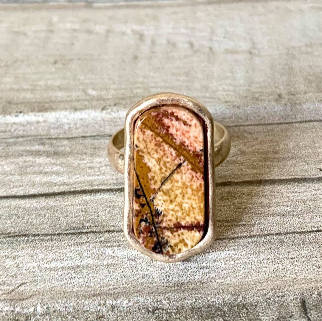 Brown Shades Natural Stone Ring - Etsy