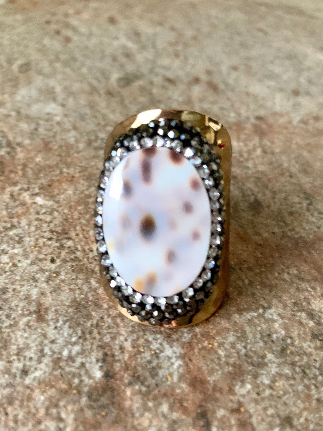 Plus Size Spotted Shell Ring, Gold - Etsy