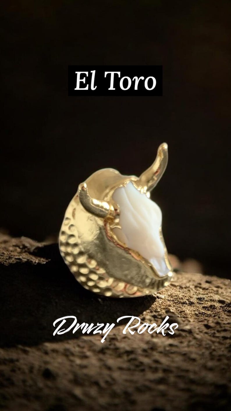 El Toro Raised Statement Ring, Gold, Adjustable, Unisex. - Etsy