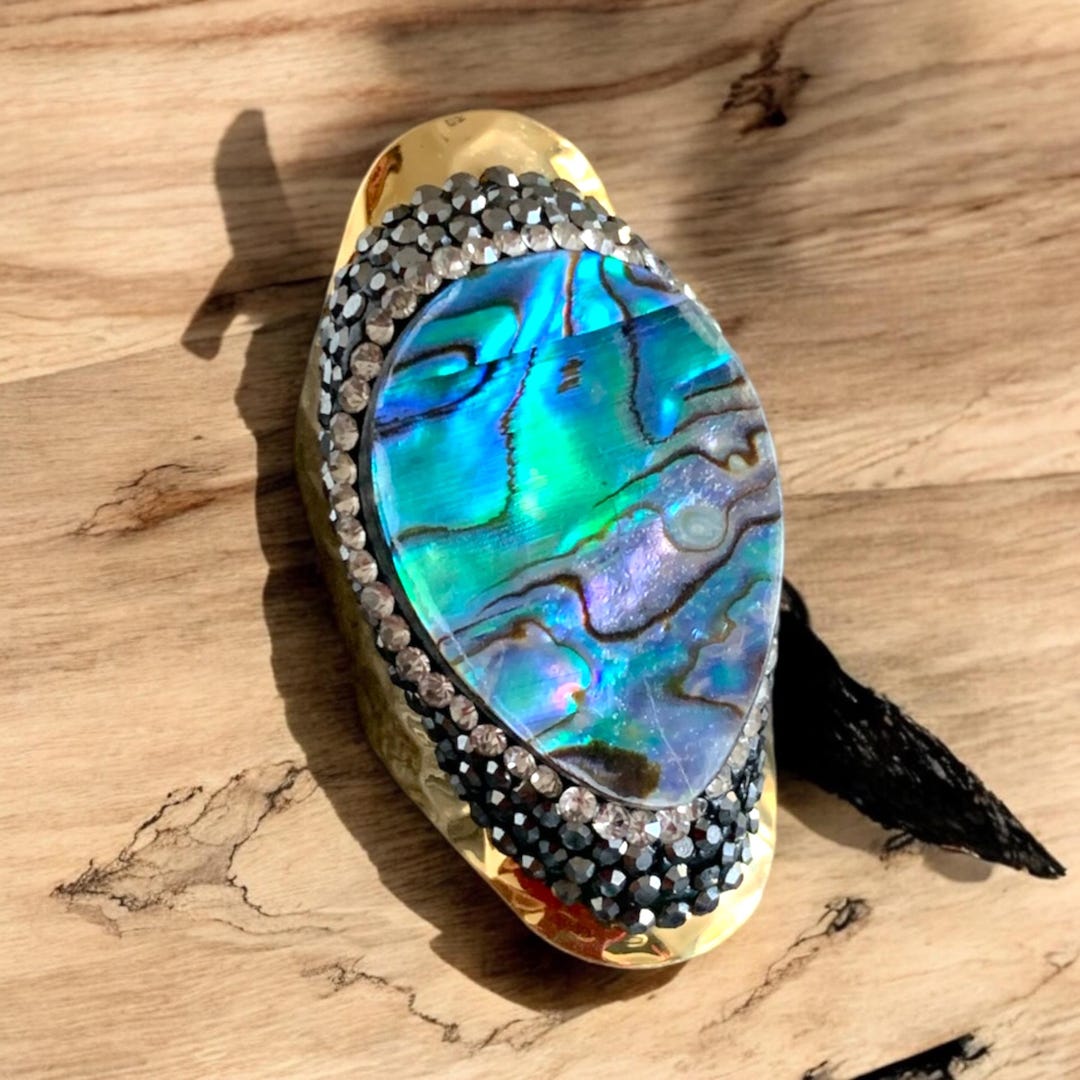 Absolute Abalone Teardrop Cuff Ring. Gold, Adjustable - Etsy
