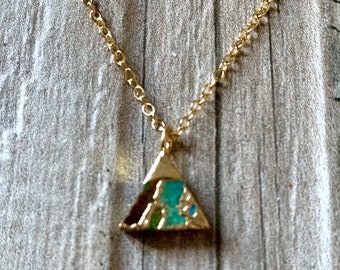Dainty Triangle Turquoise Pendant Necklace,turquoise Choker, 18K Gold ...